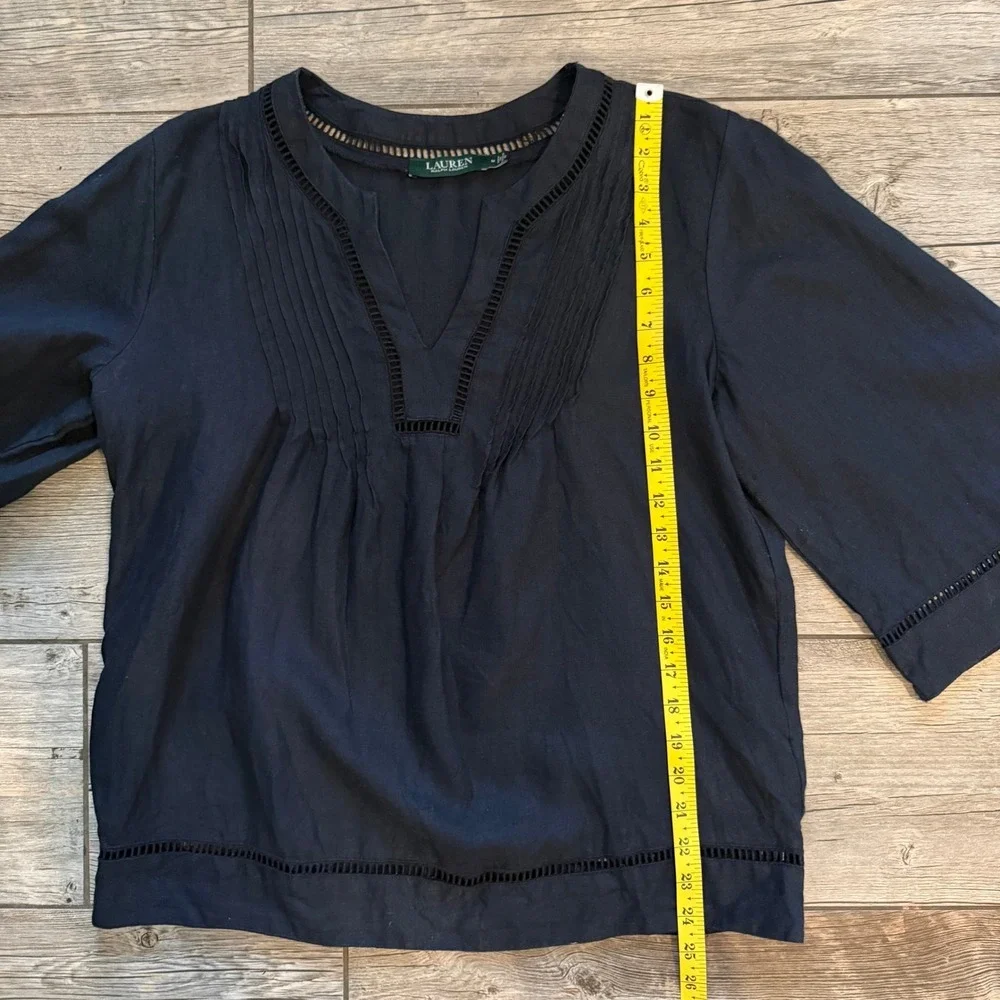 Lauren Ralph Lauren | Tops | Lauren Ralph Lauren Navy Blue 0 Linen ...
